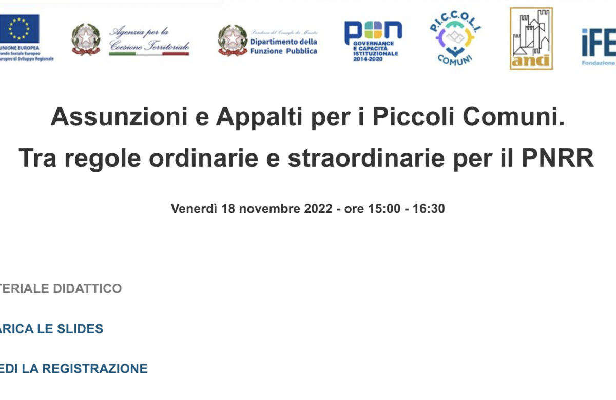 Homepage Progetto P.I.C.C.O.L.I. - Piccoli Comuni Anci